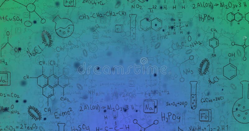 Chemical Formulas and Molecular Structures Over Abstract Scientific ...