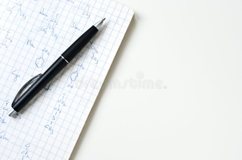 Chemical Formulas and Ballpoint Pen Stock Photo - Image of page, blank ...