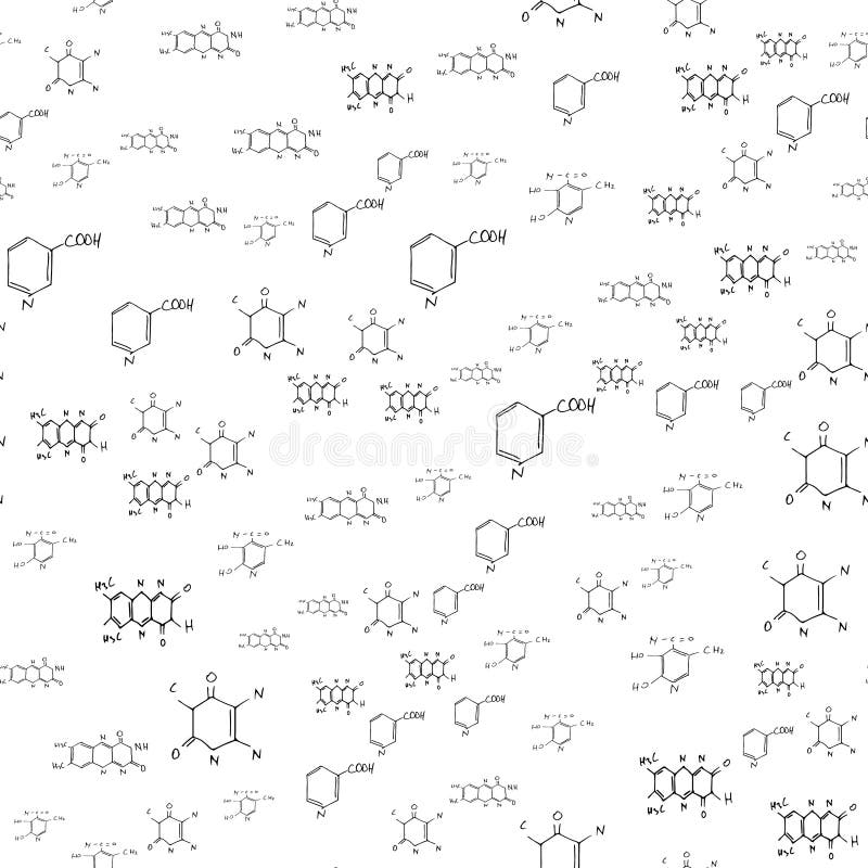 Chemical Formulas. Scientific, Educational Background. Seamless Pattern ...