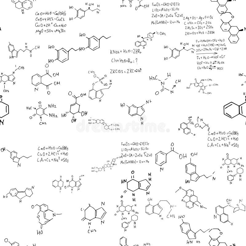 Chemical Formulas. Scientific, Educational Background. Seamless Vector ...