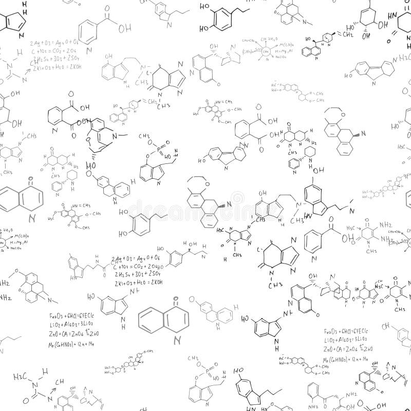 Chemical Formulas. Scientific, Educational Background. Seamless Vector ...