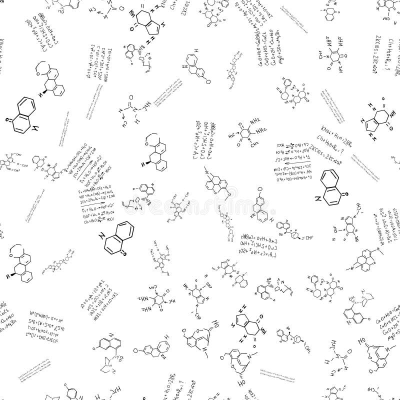 Chemical Formulas. Scientific, Educational Background. Seamless Vector ...