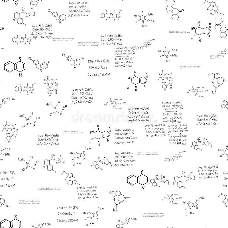 Chemical Formulas. Scientific, Educational Background. Seamless Vector ...