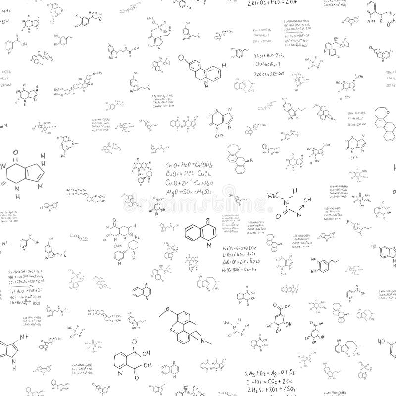 Chemical Formulas. Scientific, Educational Background. Seamless Vector ...