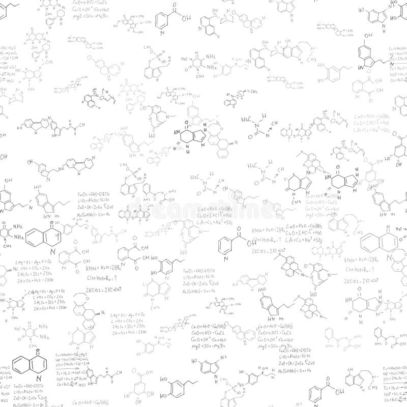 Chemical Formulas. Scientific, Educational Background. Seamless Vector ...
