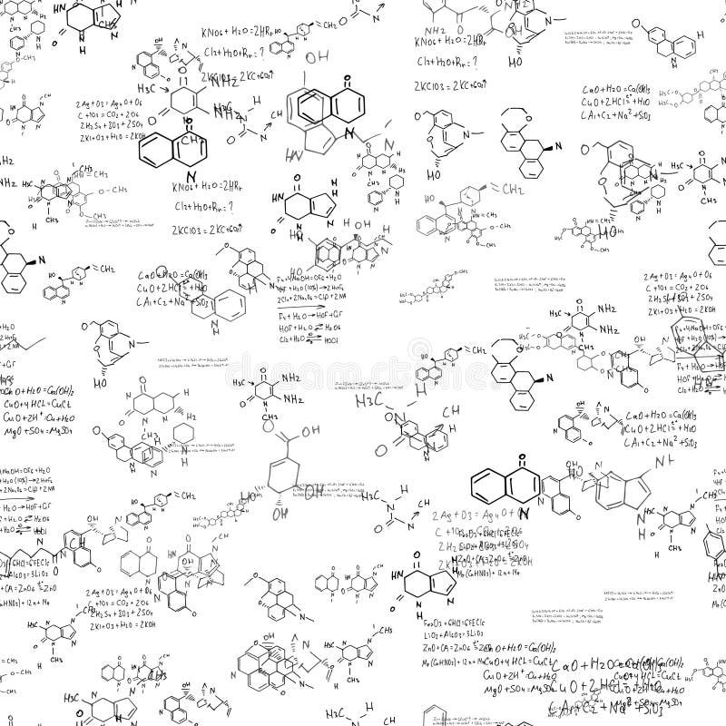 Chemical Formulas. Scientific, Educational Background. Seamless Vector ...