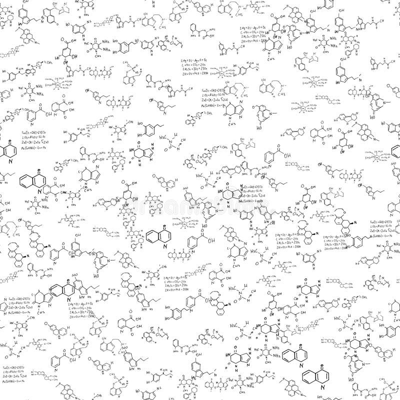Chemical Formulas. Scientific, Educational Background. Seamless Vector ...