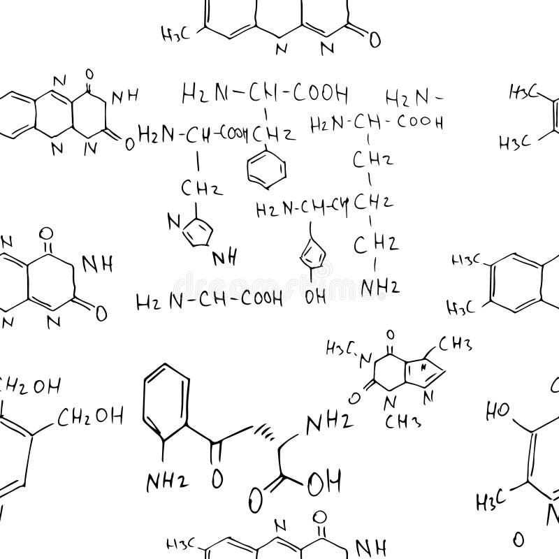Chemical Formulas. Seamless Pattern. Vector Background on White Stock ...