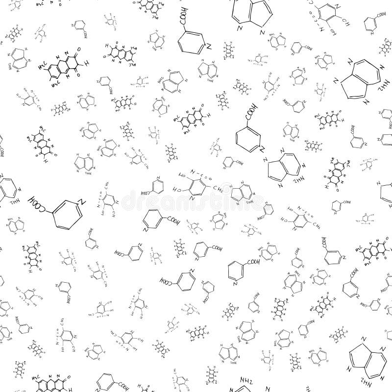 Chemical Formulas. Seamless Pattern. Vector Background on White Stock ...