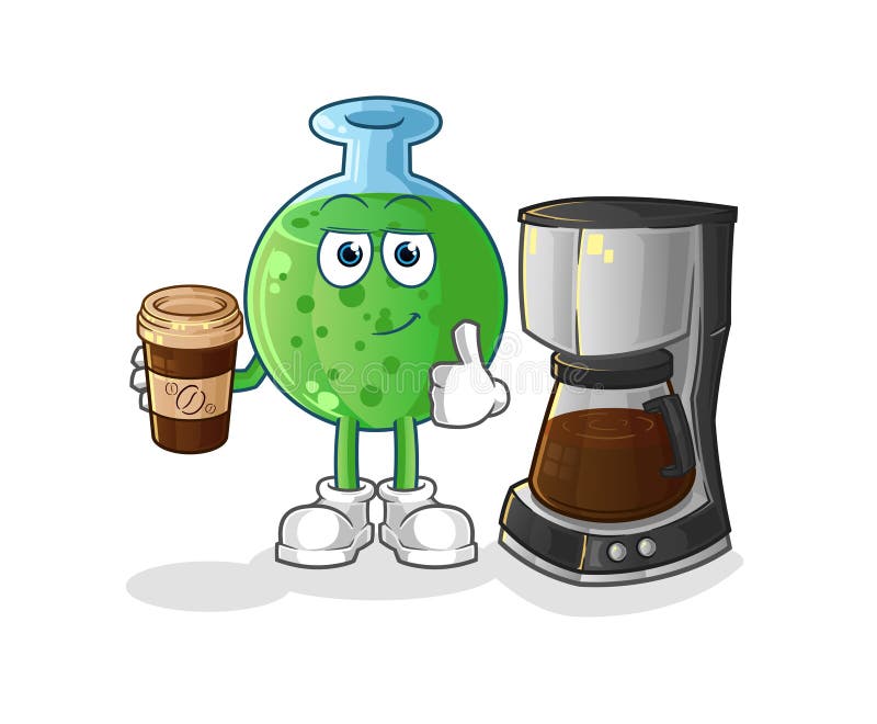 Chemical Glass Drinking Coffee Illustration. Character Vector Stock ...