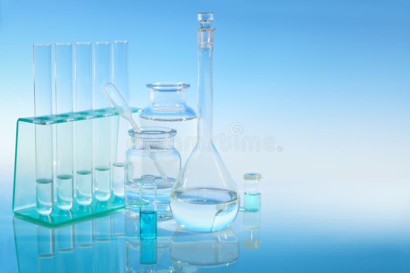 Chemical Glass, Measuring Flask and Tubes Stock Photo - Image of ...