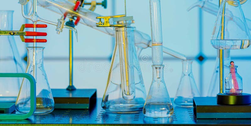 Chemical Glassware in the Laboratory of Analytical Chemistry Stock ...