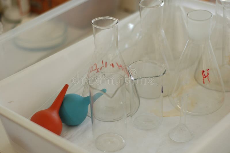 Chemical Glassware in the Laboratory Stock Photo - Image of analyzing ...
