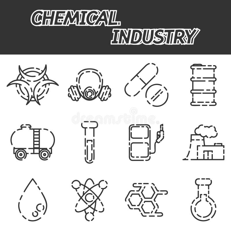 Chemical industry icon set stock vector. Illustration of automated ...