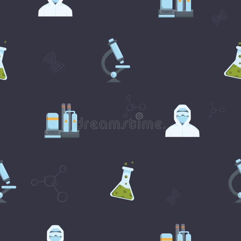 Chemical Industry. Science Laboratory and Research. Vector Seamless ...