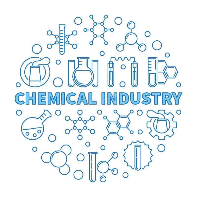 Chemical Industry Vector Blue Round Illustration in Line Style Stock ... Chemical Industry Vector Blue Round Illustration in Line Style Stock ...
