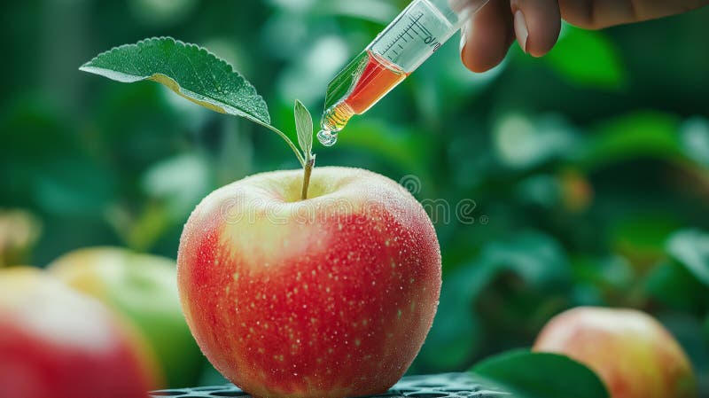 Chemical Injecting into the Apple. the Concept of GMO Stock Image ...