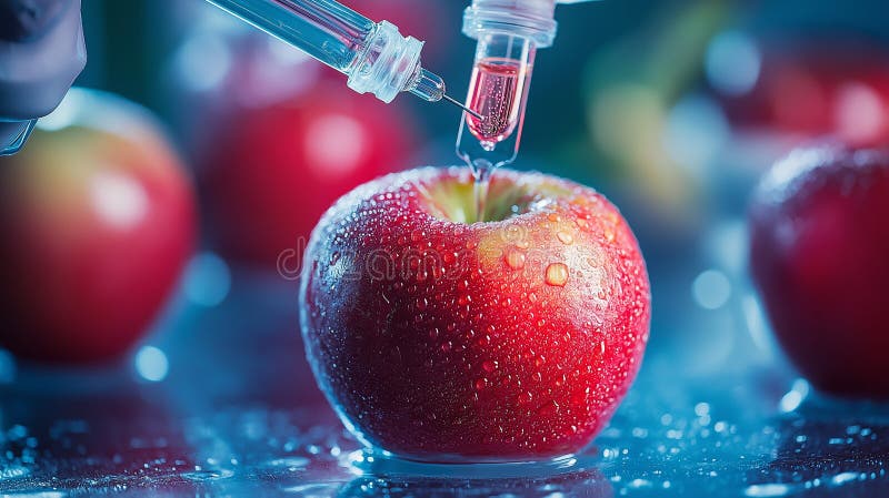 Chemical Injecting into the Apple. the Concept of GMO Stock Photo ...