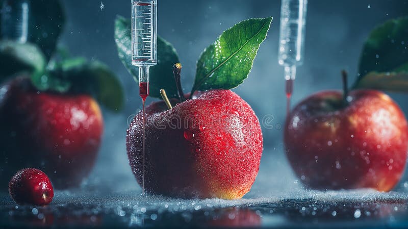 Chemical Injecting into the Apple. the Concept of GMO Stock Photo ...