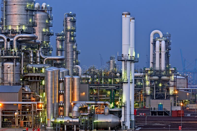 Chemical Installation at Night Stock Image - Image of flowing ...