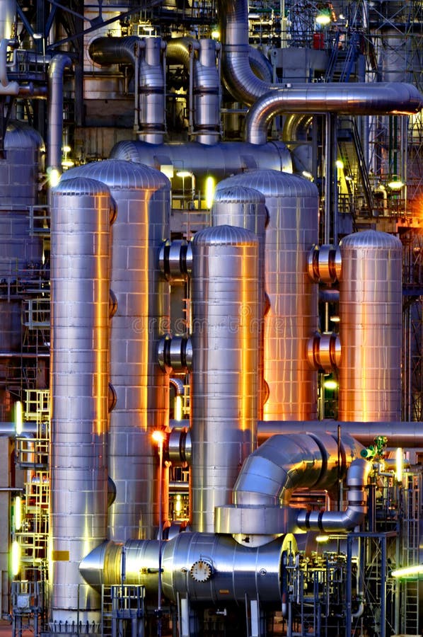 Chemical Installation at Night Stock Photo - Image of equipment ...