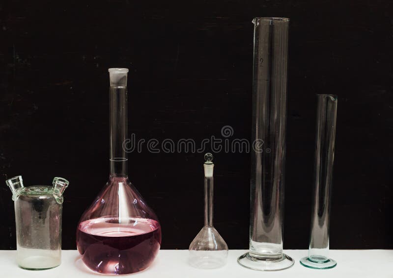 Laboratory Containers with Analyzes for Medical Research Stock Image ...