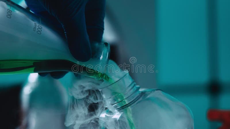 Chemical Laboratory Experiment with Liquid. Smoke or Steam in the ...