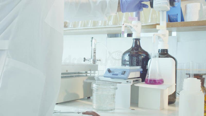 Chemical Laboratory. Flask with Boiling Solution Stock Footage - Video ...