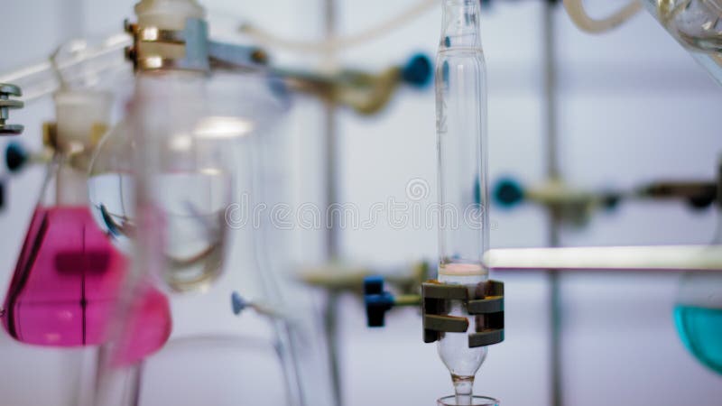 Chemical Laboratory with Flasks and Test Tubes. Chemical Process with ...