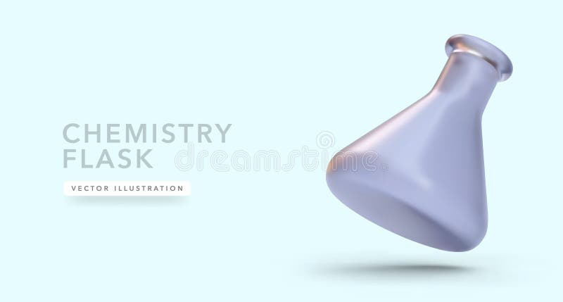 Chemical Laboratory Glassware, Empty Erlenmeyer Flask in 3d Realistic ...