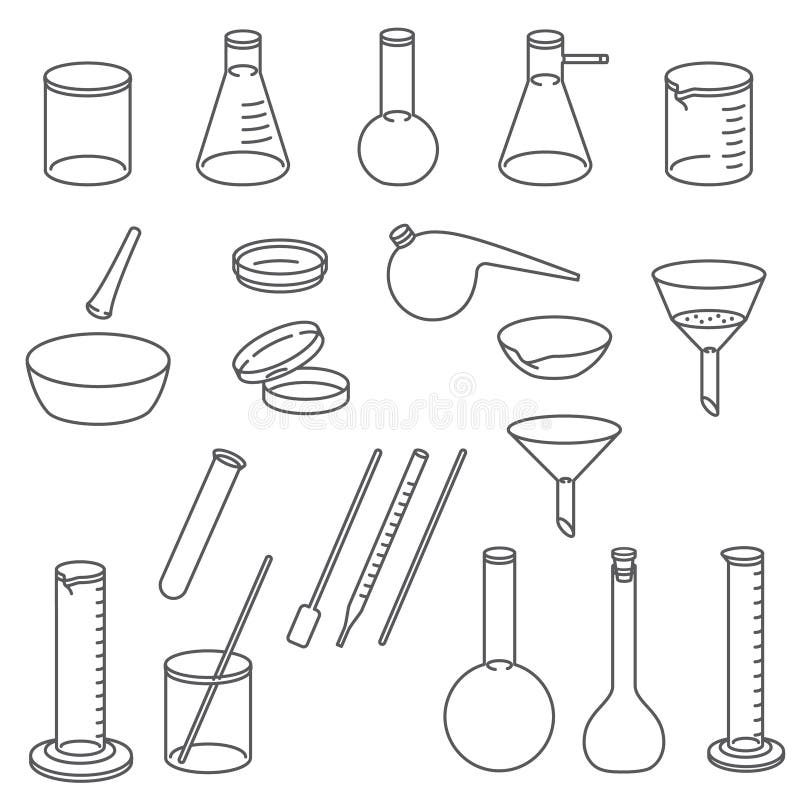 Chemical Laboratory Glassware. Stock Vector - Illustration of education ...