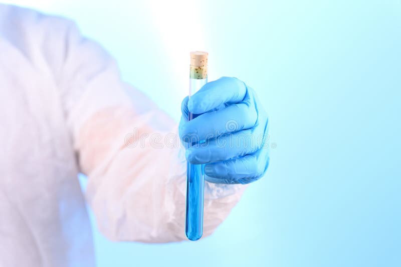 Chemical Laboratory Preparation in the Form of Blue Liquid in a Test ...