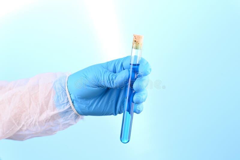 Chemical Laboratory Preparation in the Form of Blue Liquid in a Test ...