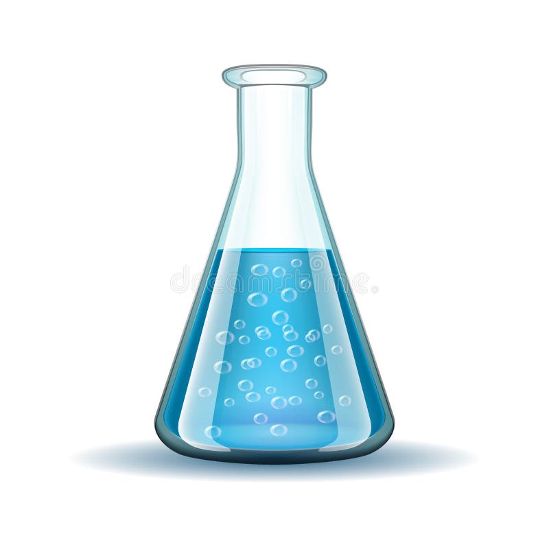 Chemical Laboratory Transparent Flask with Blue Stock Vector ...