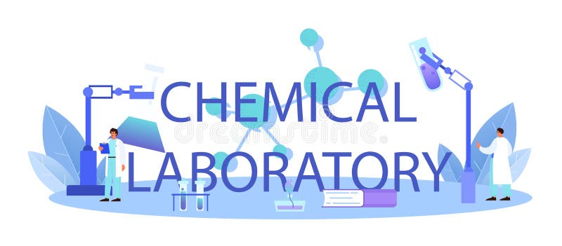 Chemical Laboratory Typographic Header. Chemistry Scientist Doing an ...