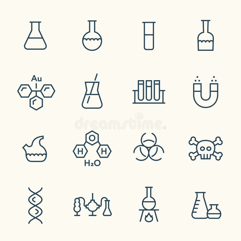 Chemical line icons stock vector. Illustration of bottle - 66766347