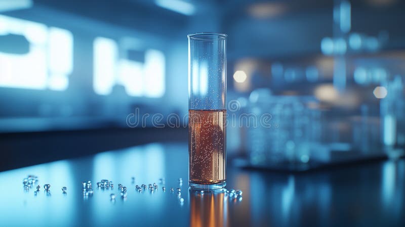 Laboratory Test Tube Amber Liquid Science Experiment Research Glass ...