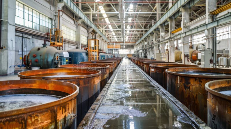 A Chemical Mixing Facility with Tanks Blending Raw Materials into ...