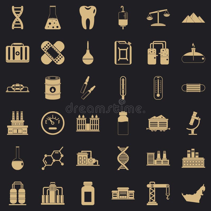 Chemical Molecule Icons Set, Simple Style Stock Vector - Illustration ...