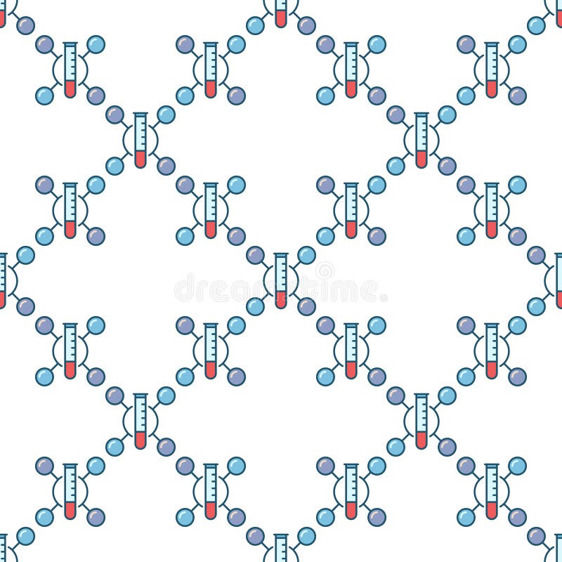 Chemical Molecule and Test Tube Vector Colored Seamless Pattern Stock ...