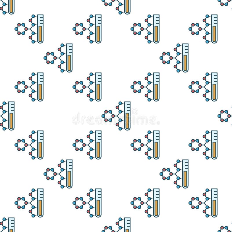 Chemical Molecule with Test-Tube Vector Science Colored Seamless ...