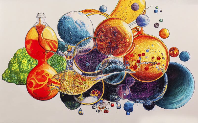 Chemical Molecules of Different Shape and Color, Ai Illustration Stock ...