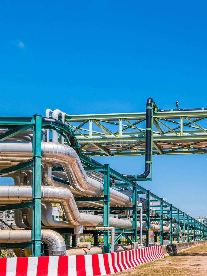 Chemical Pipe Line on Steel Structure Stock Photo - Image of ...