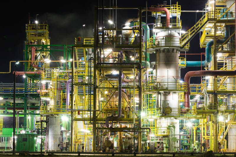 Chemical Installation at Night Stock Image - Image of industrial ...