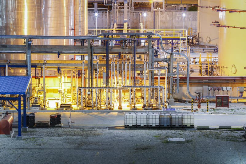 Chemical Plant Process Area Stock Photo - Image of scene, night: 56328838