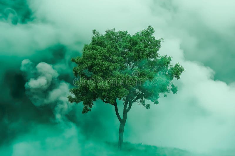 Chemical Plant Smoke Green Tree Growing Environmental Problem Alert ...