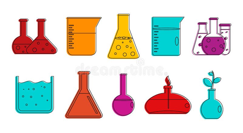 Chemical Pots Icon Set, Color Outline Style Stock Vector - Illustration ... Chemical Pots Icon Set, Color Outline Style Stock Vector - Illustration ...