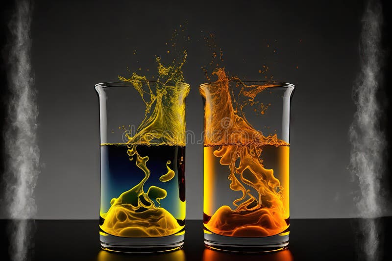 Chemical Process Yellow Precipitate is Created when Two Clear Liquids ...