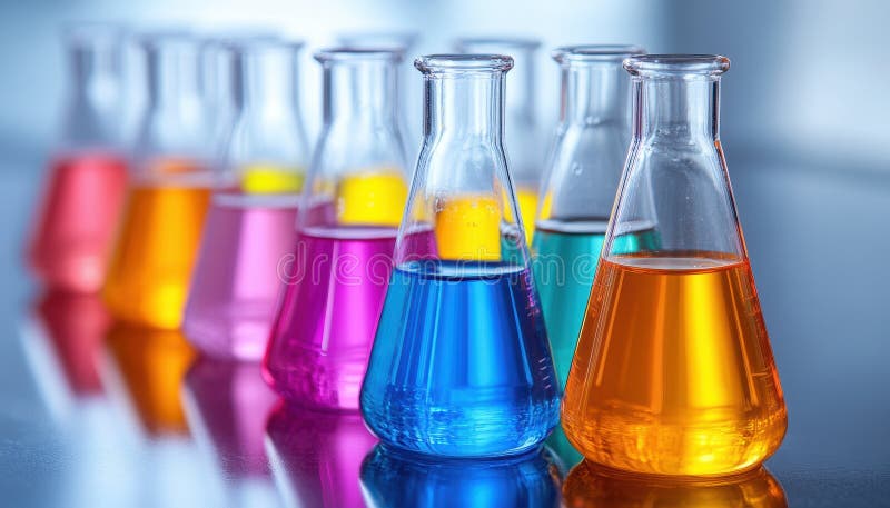 Chemical Purity Testing in a Laboratory with Colorful Solutions and ...