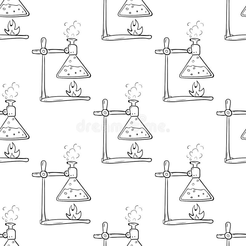 Chemical Reaction Hand Drawn Sketch. Seamless Pattern Stock Vector ...